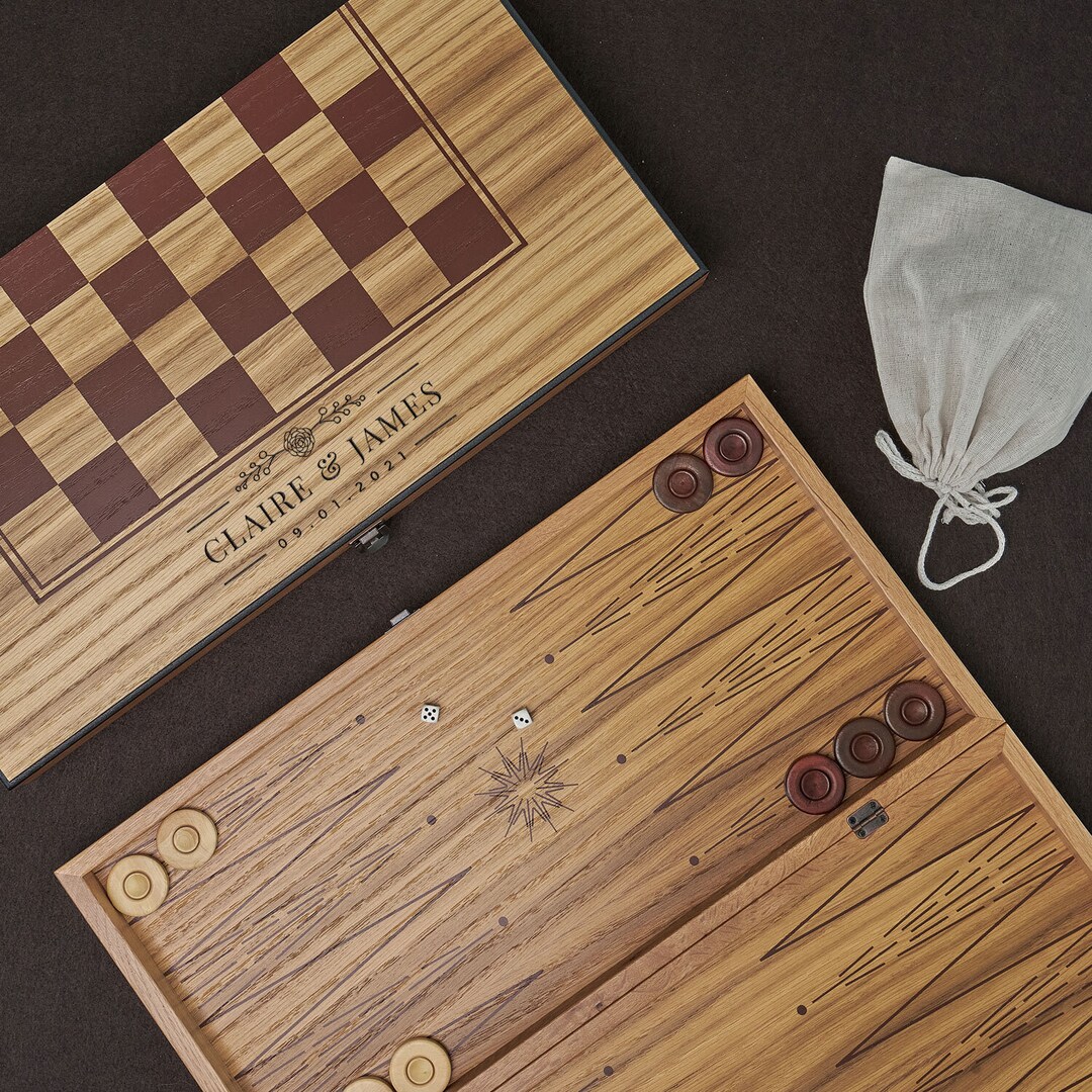 Handmade Backgammon & Chess Set With Dice - Couples Gifts, Wedding ...