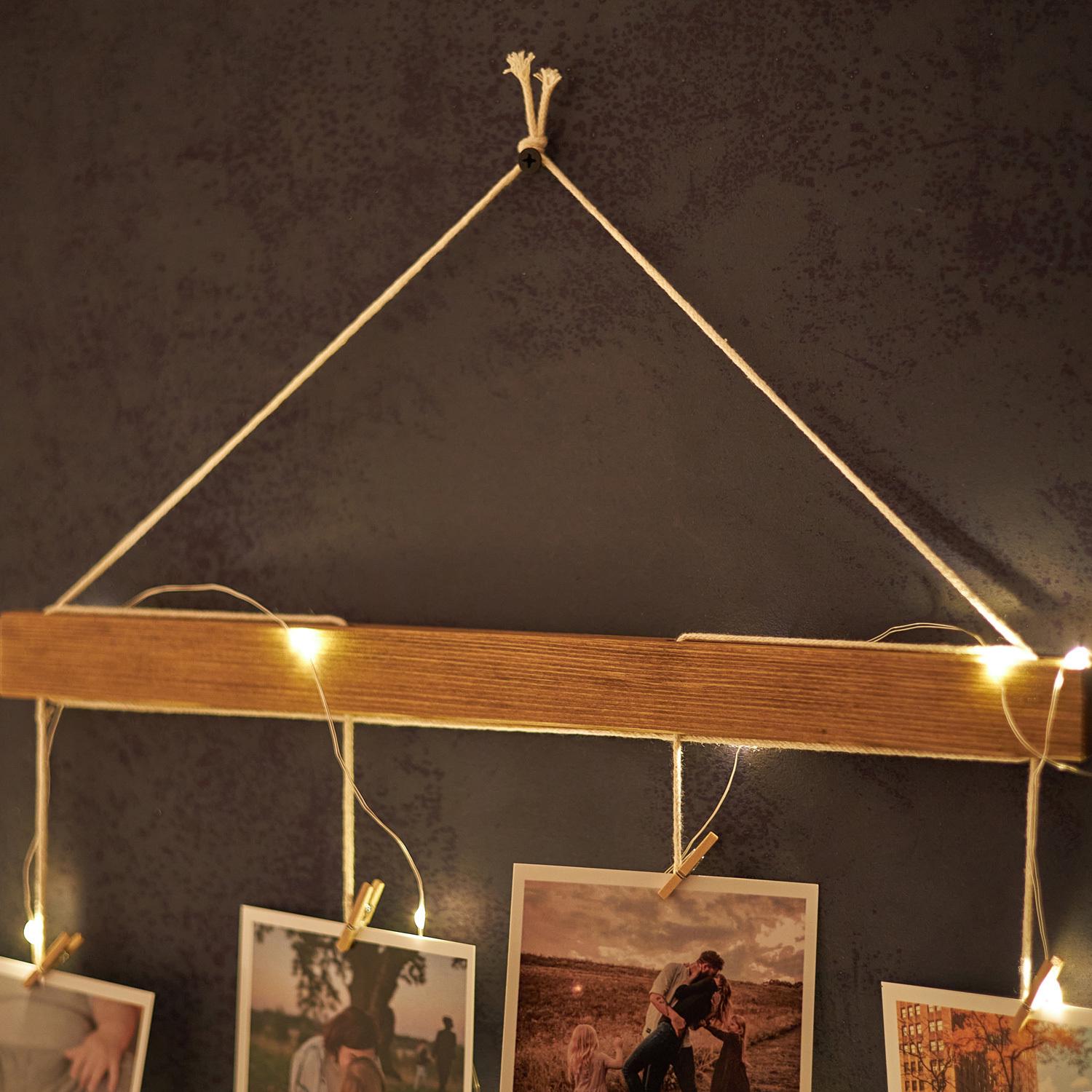 Custom Photo Hanger With String Lights, Holiday Home Wall Decor, Wood ...