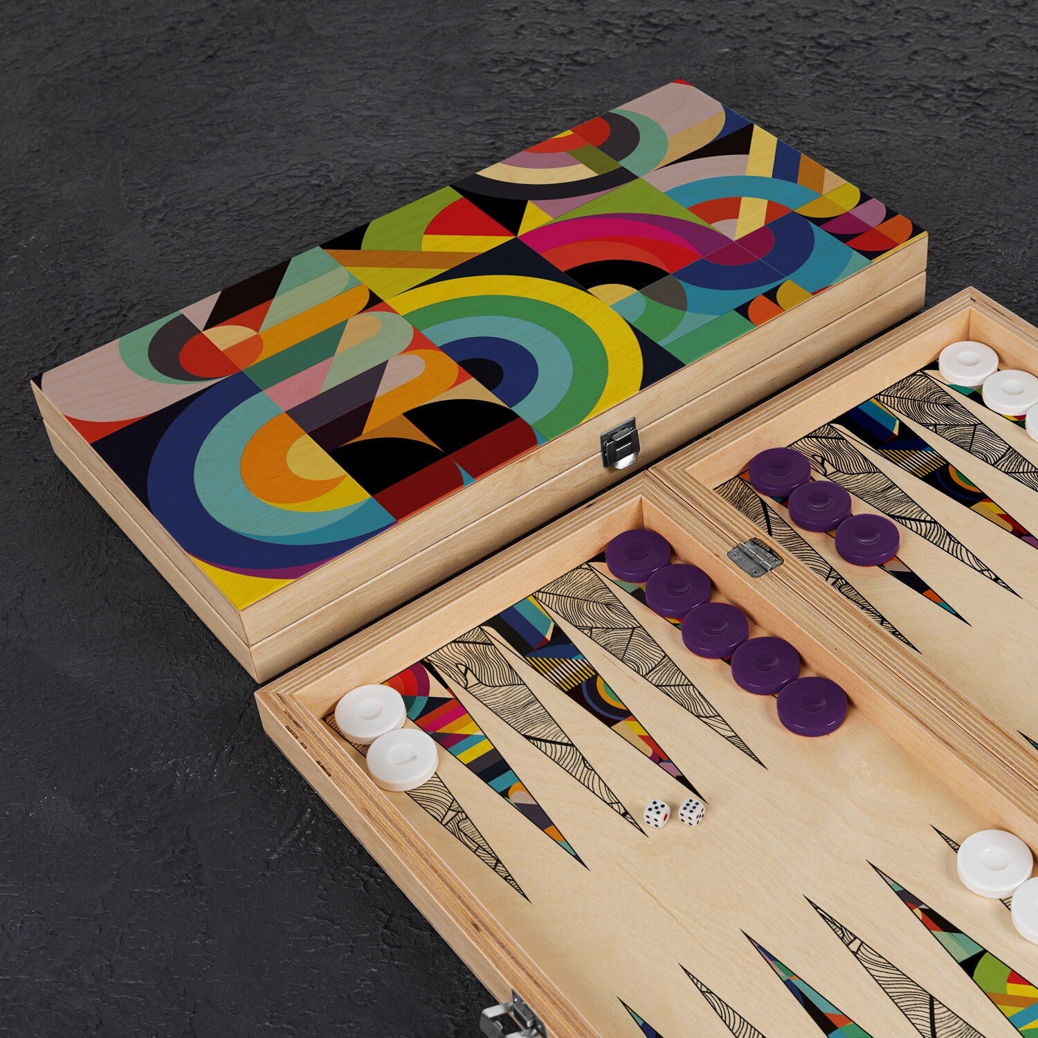 Personalized Wood Backgammon Set With Colorful Design. Custom - Etsy Canada