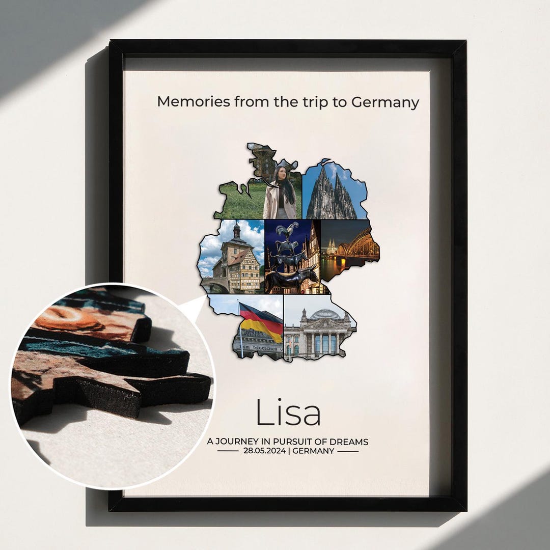 Germany Custom Map Frame & Travel Art Posters Photo Collage, Best ...