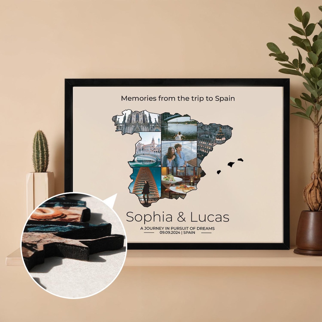Spain Custom Map Art & Travel Posters Photo Collages, Best Christmast ...