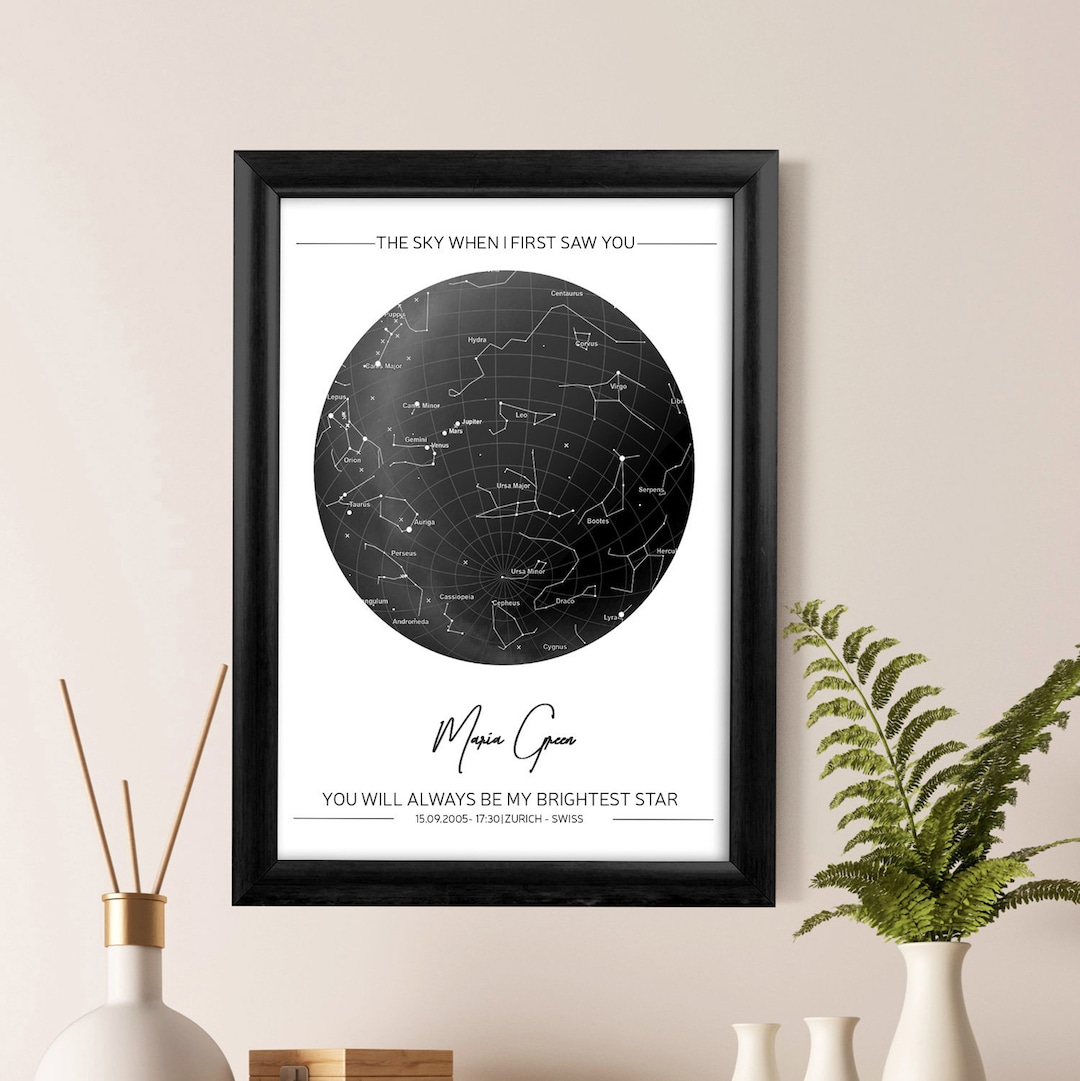 Custom Star Map, Night Sky Map, Gift for Lover, Persosnalized ...