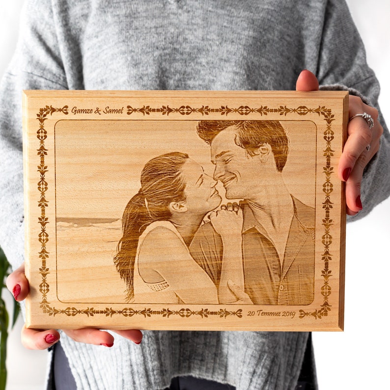 Custom Engraved Wood Photo as Gift for Her. Personalized Photo - Etsy