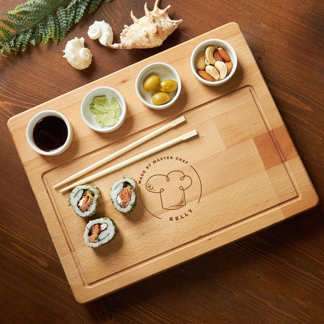 Personalized Chefs Wooden Serving Platter With Mini Bowls, Custom ...