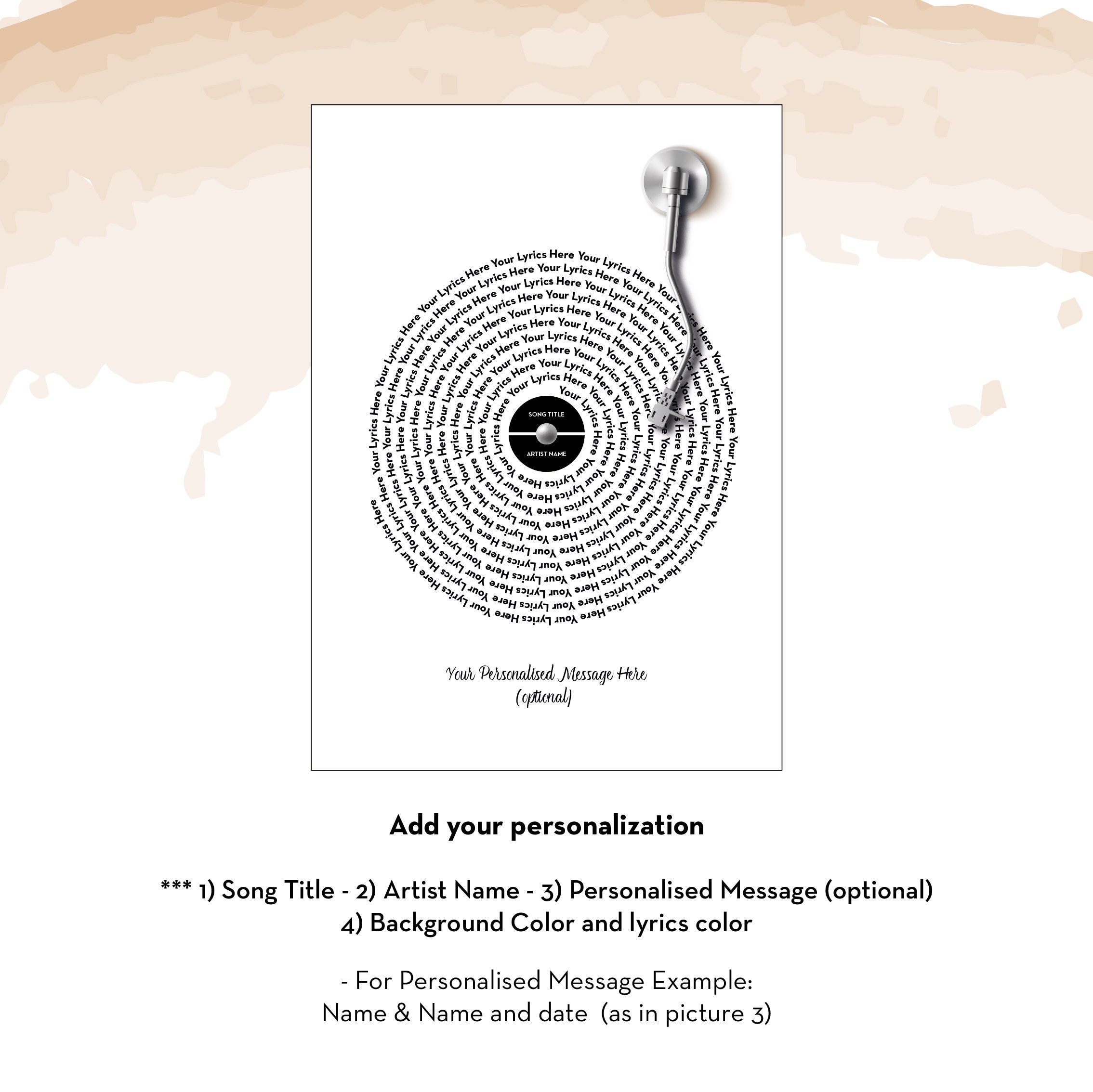 Custom Vinyl Lyrics Poster Personalized Typography Print - Etsy