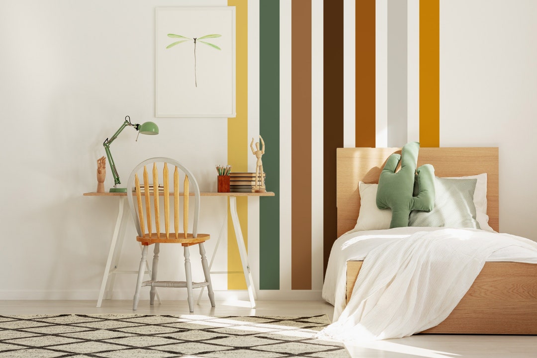 Stripes Wall Decals,rainbow Stripes Wall Mural,nursery Colorful Stripes ...