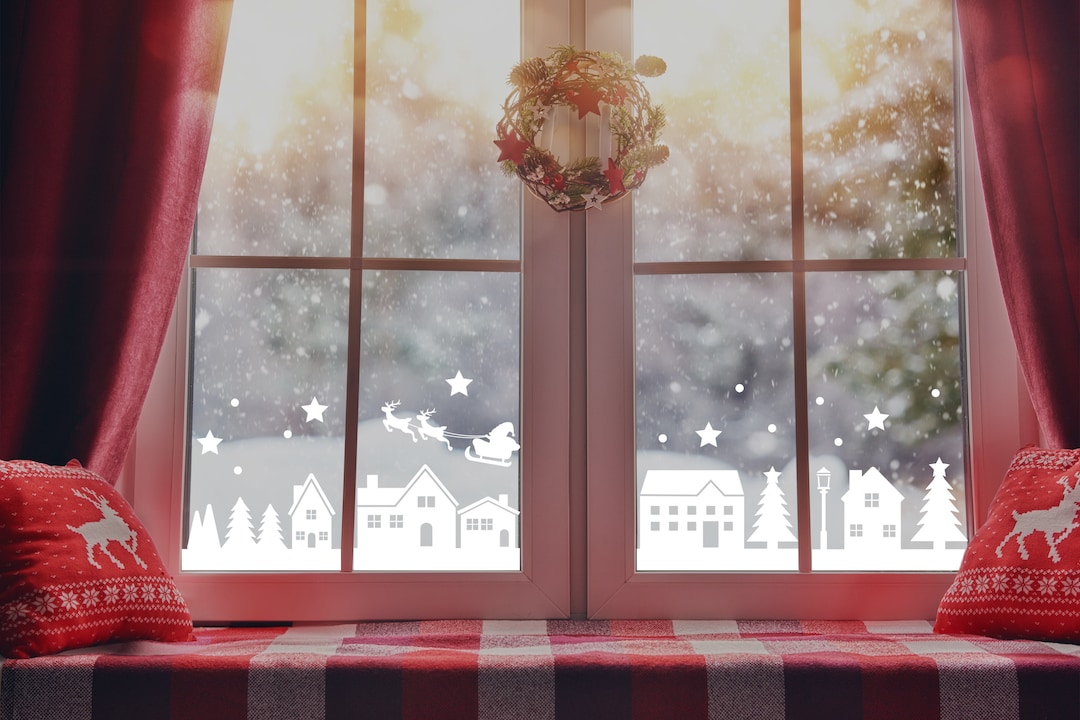 Christmas Window Stickers, Christmas Houses Decals, Window Dressing ...