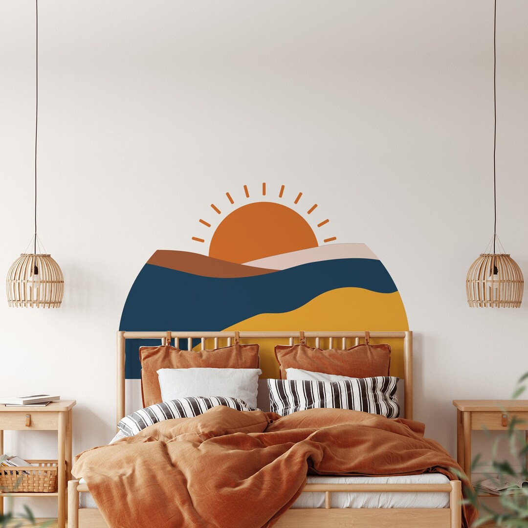 Sun Wall Decal, Bed Arch Sticker, Arch Headboard Wall Decal, Boho Sun ...