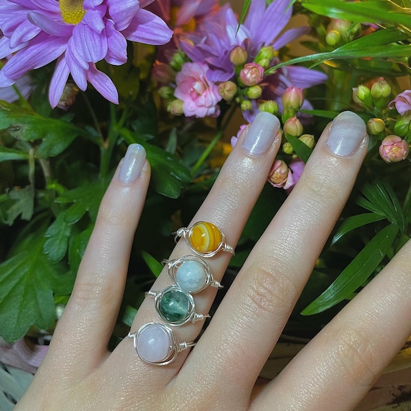 Healing Crystal Ring - Etsy UK