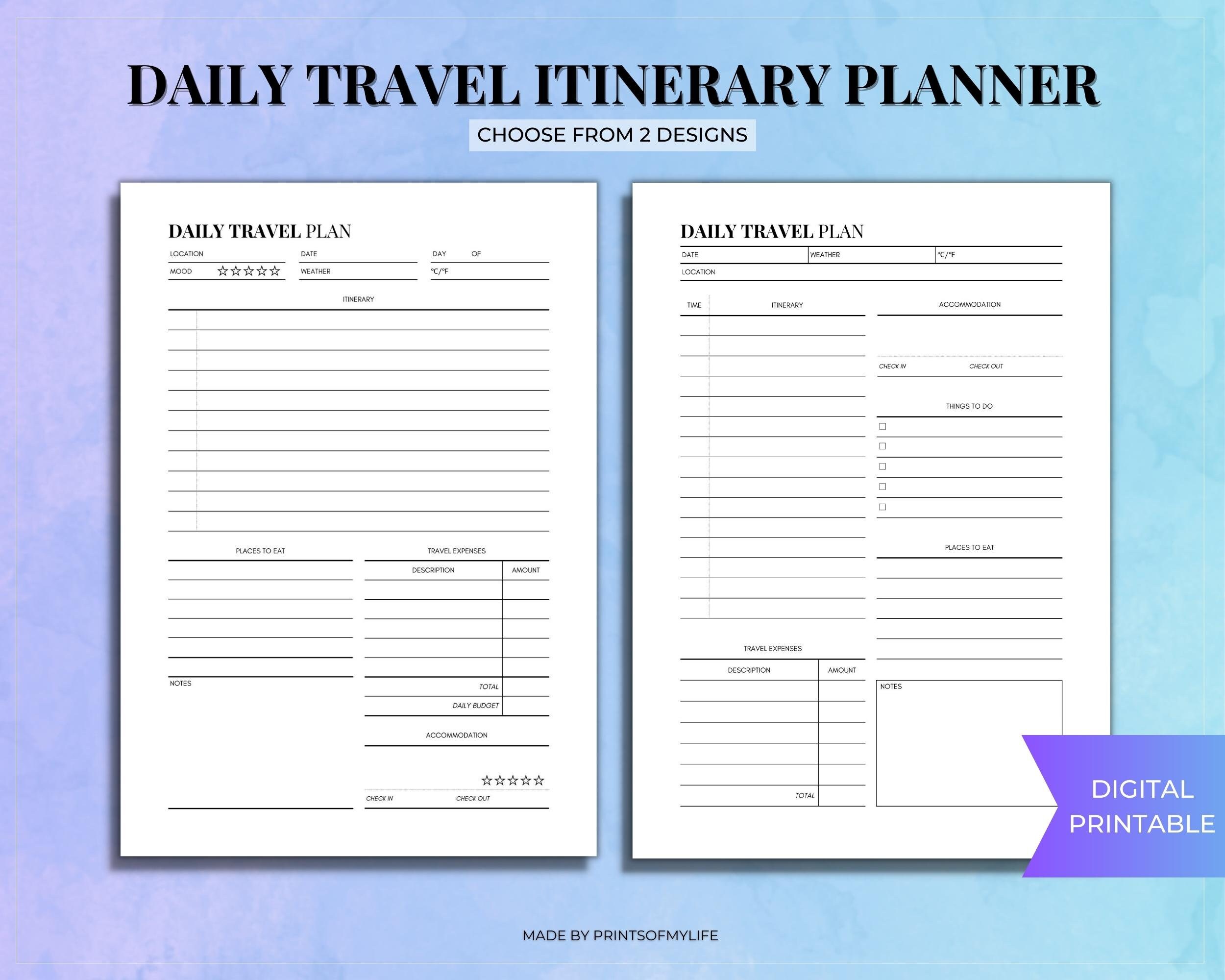 Summer Holiday Planner Travel Itinerary Journal Printable Travel ...