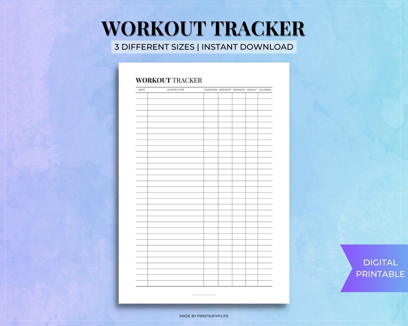 Workout Tracker Template Printable Planner Fitness Goal - Etsy