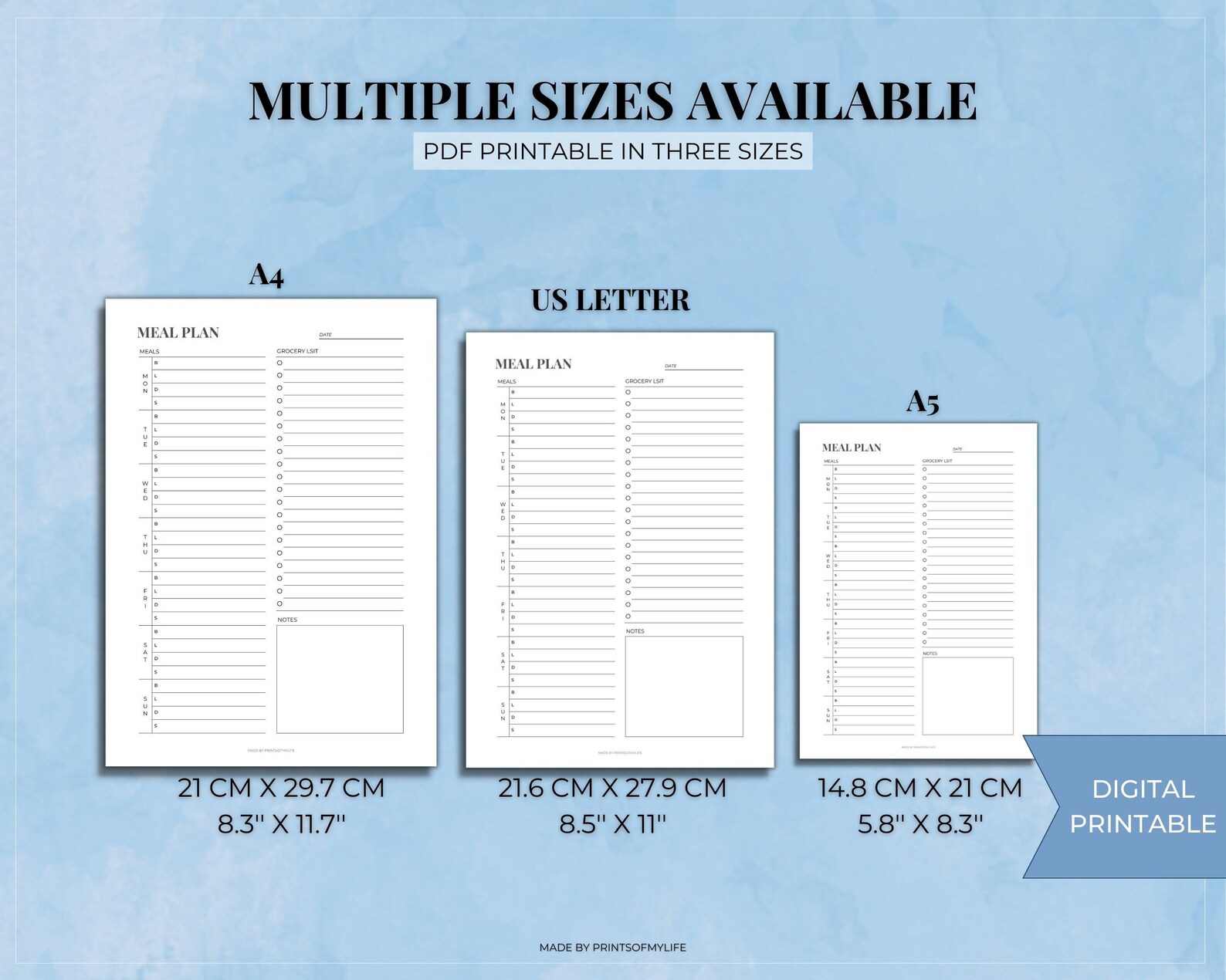 Meal Planner Notepad Weekly Menu Organizer Grocery List Printable Food ...