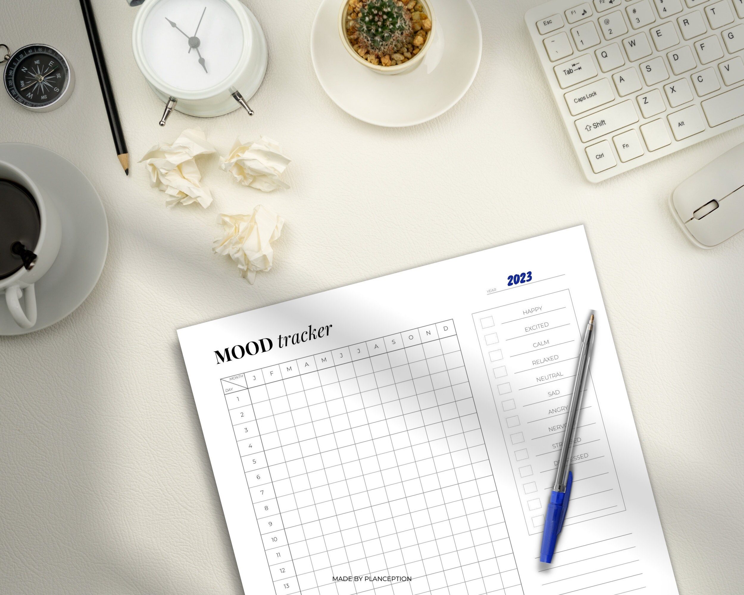 Mood Tracker Printable Monthly Mood Tracker Yearly Mood Tracker Daily ...