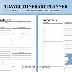 Travel Itinerary Planner Daily and Weekly Trip Schedule Summer Holiday ...