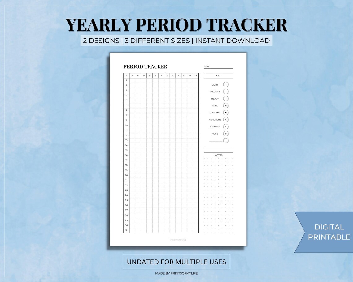 Period Tracker Printable Menstrual Cycle Length Journal Fertility ...