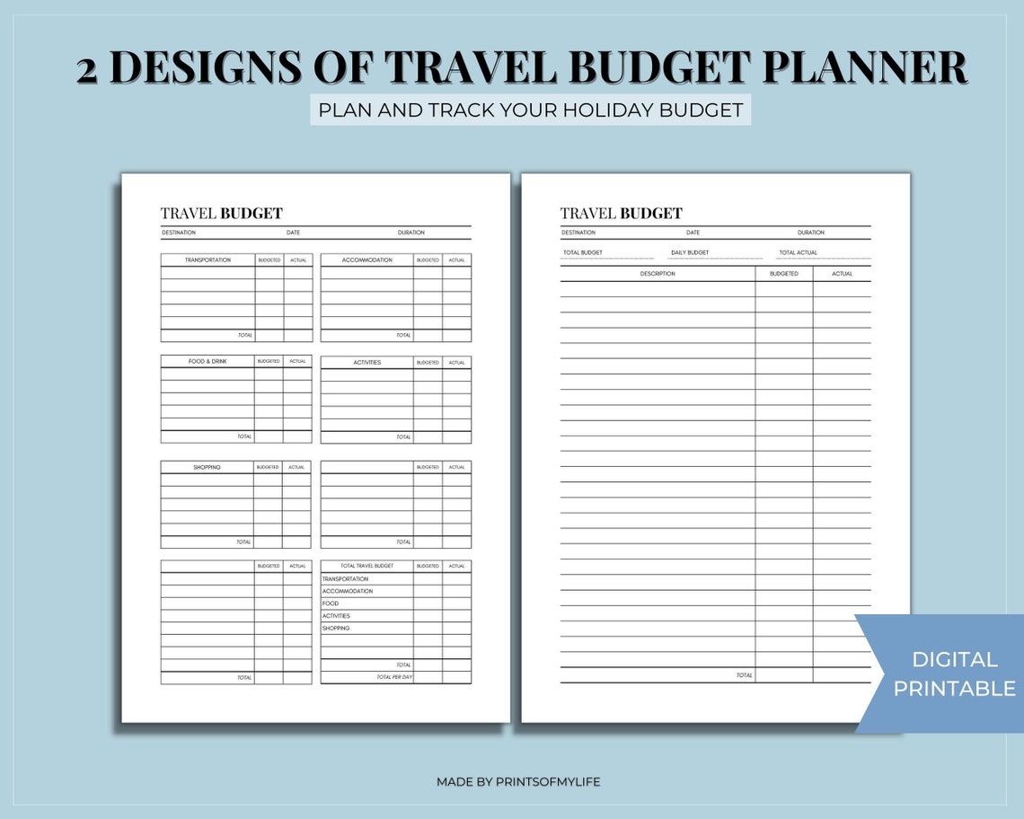 Vacation Budget Planner Family Expense Tracker Travel Spending ...