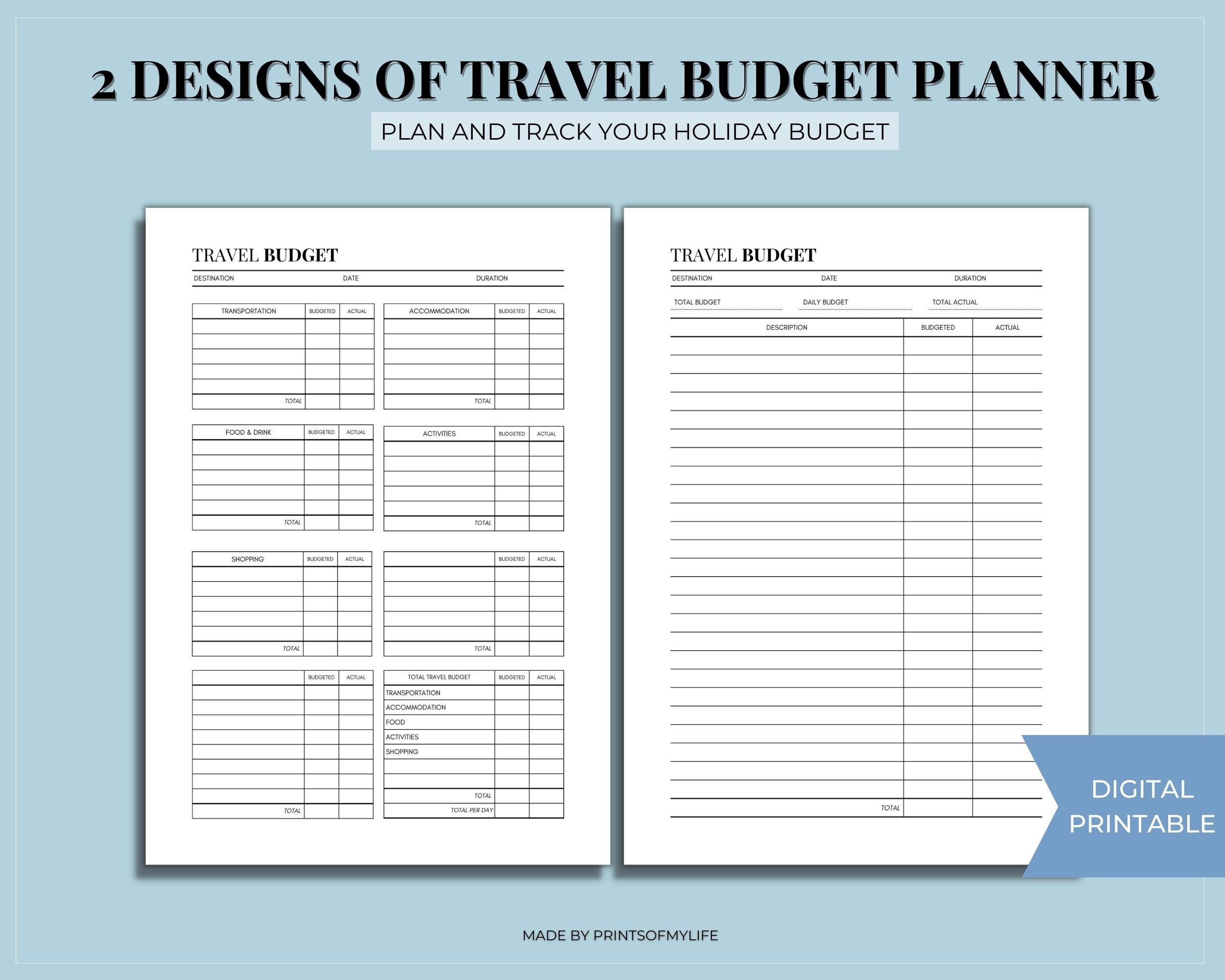 Vacation Budget Planner Family Expense Tracker Travel Spending ...