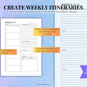 Summer Holiday Planner Travel Itinerary Journal Printable Travel ...