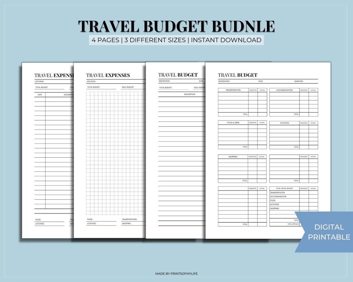 Vacation Budget Planner Family Expense Tracker Travel Spending ...