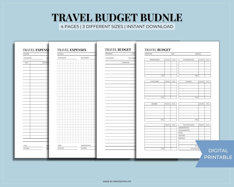 Vacation Budget Planner Family Expense Tracker Travel Spending ...