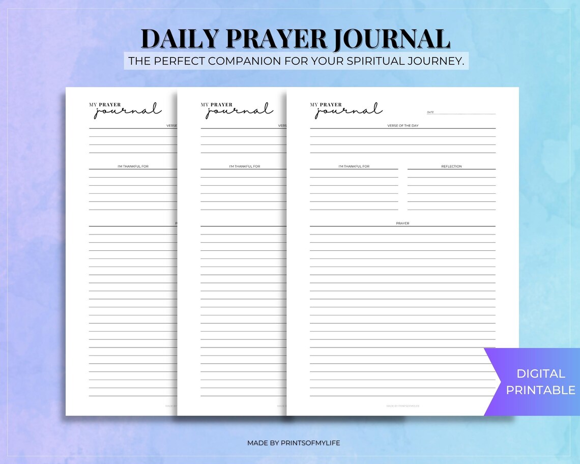 Prayer Journal Pages Daily Prayer Planner Prayer Notes Scriptures ...
