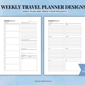 Travel Itinerary Planner Daily and Weekly Trip Schedule Summer Holiday ...