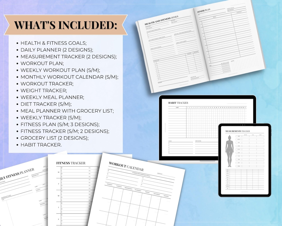 Fitness Planner Bundle Weight Loss Tracker Workout Planner - Etsy