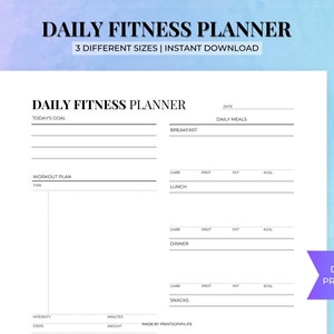 Daily Workout and Fitness Planner Workout Planner Fitness Journal ...