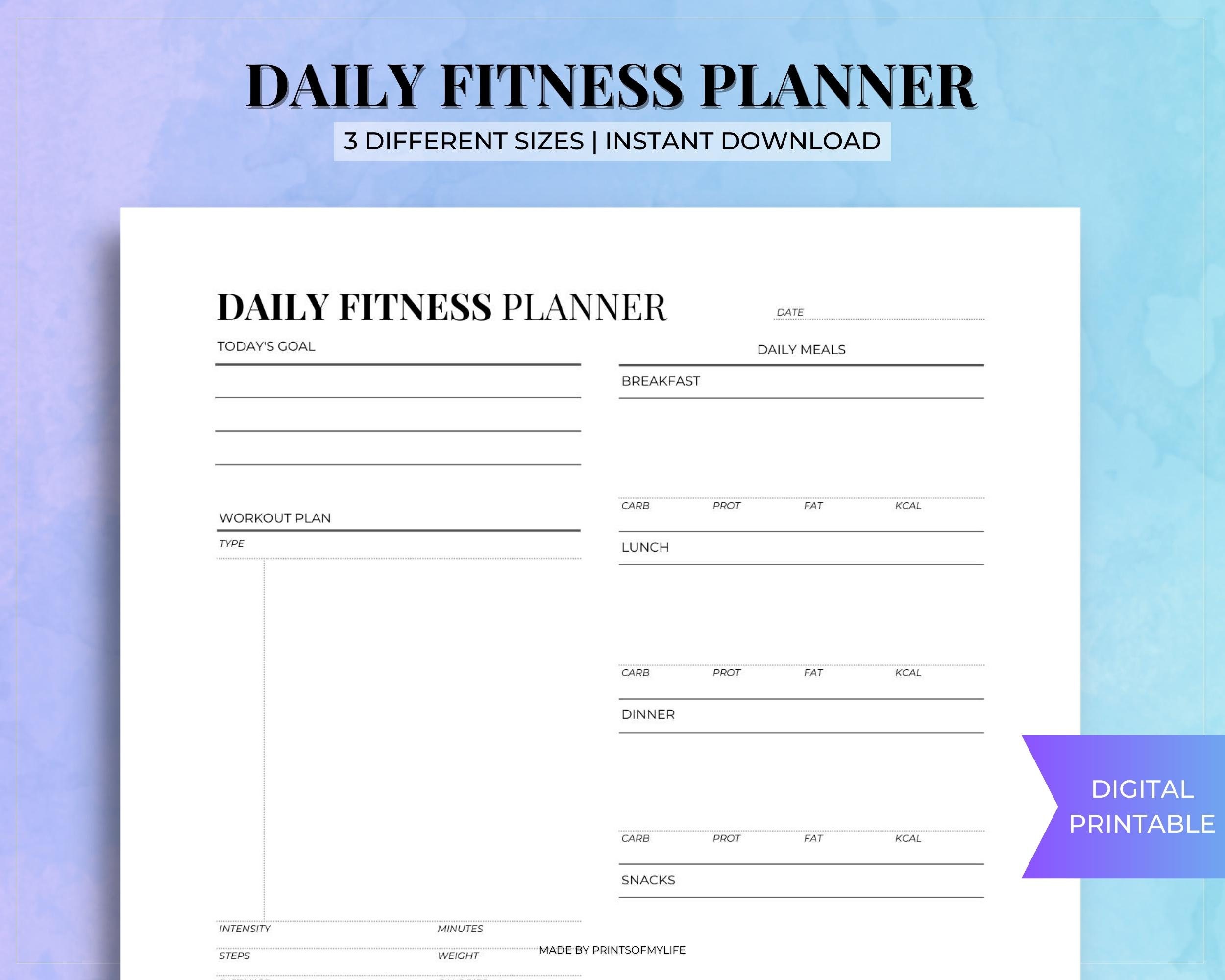 Daily Workout and Fitness Planner Workout Planner Fitness Journal ...