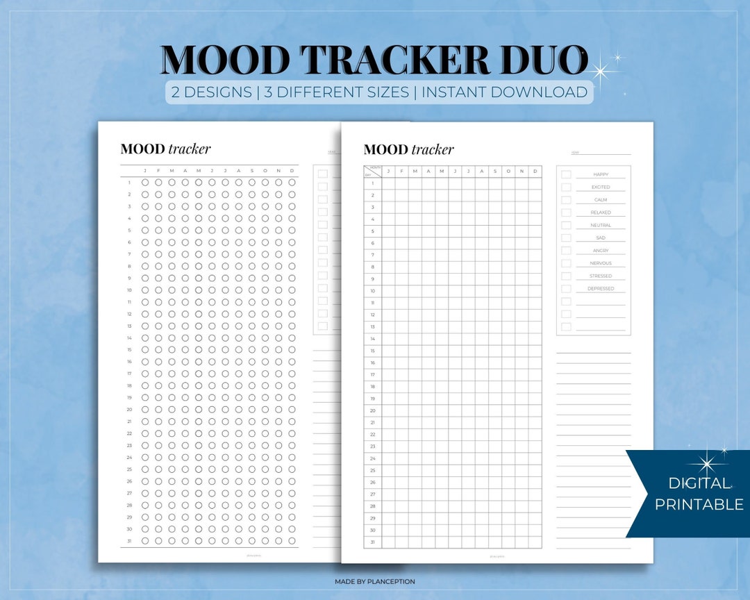 Mood Tracker Printable Mood Planner Inserts Monthly Anxiety Tracker ...