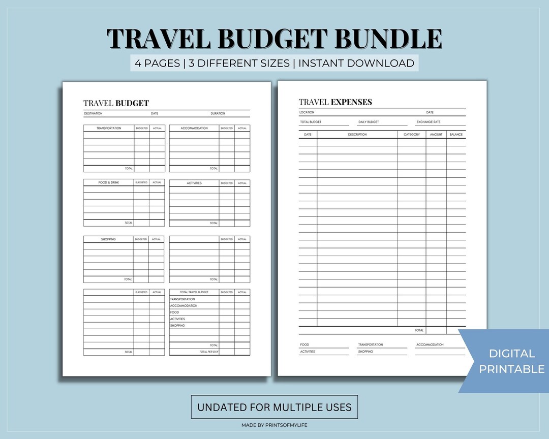 Vacation Budget Planner Family Expense Tracker Travel Spending ...