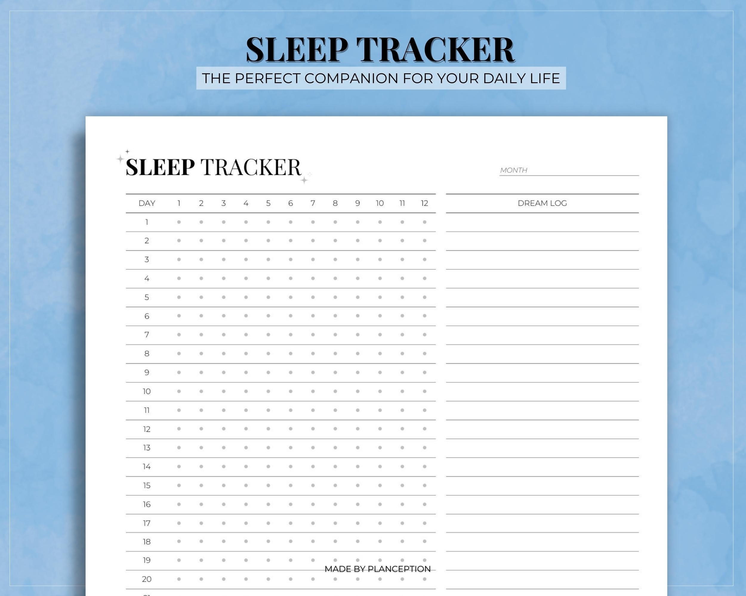 Sleep Tracker Printable Monthly Sleep Log Sleep Tracking Sleep Journal ...