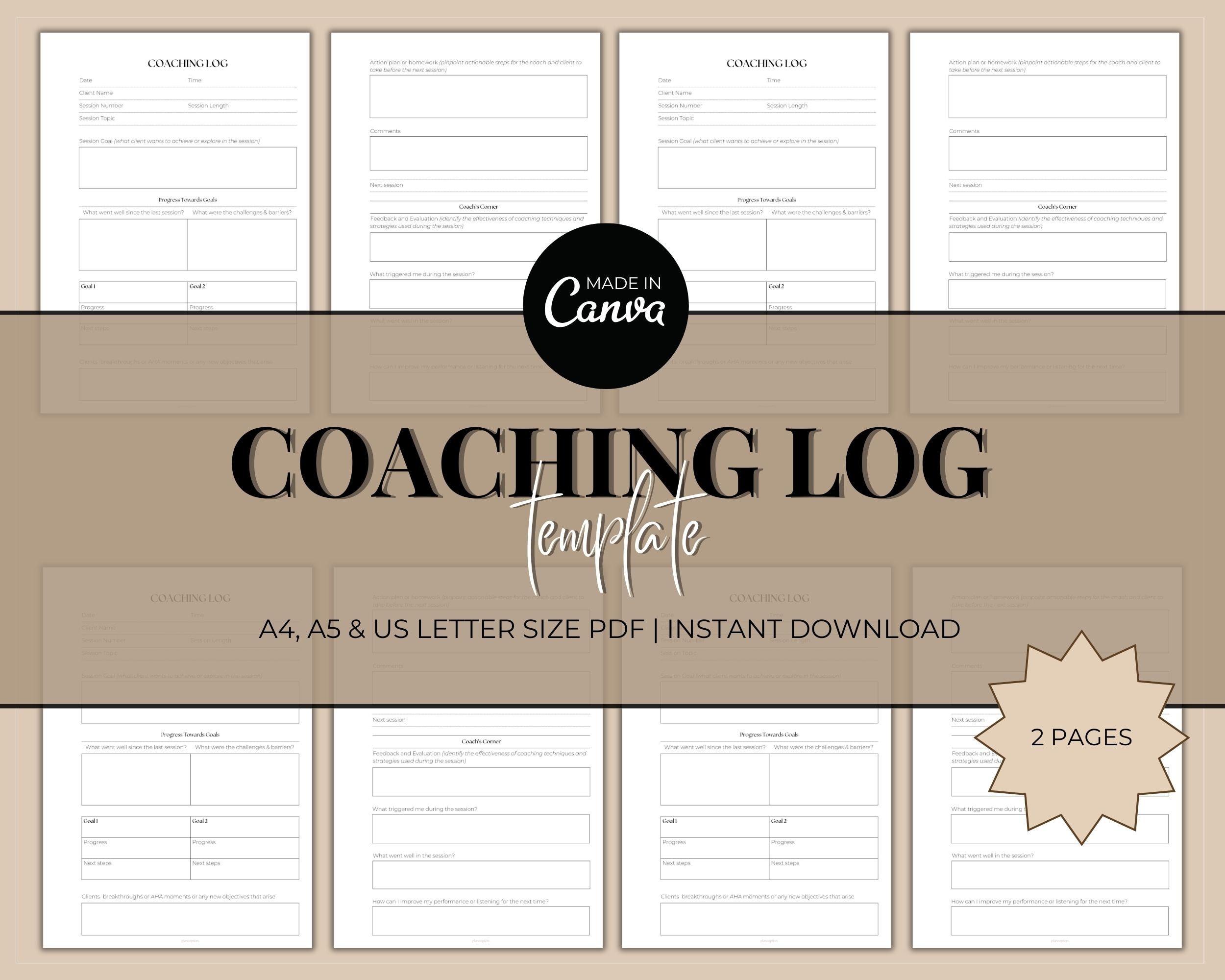 Coaching Planner Printable Digital Life Coach Journal Pages Wellness ...