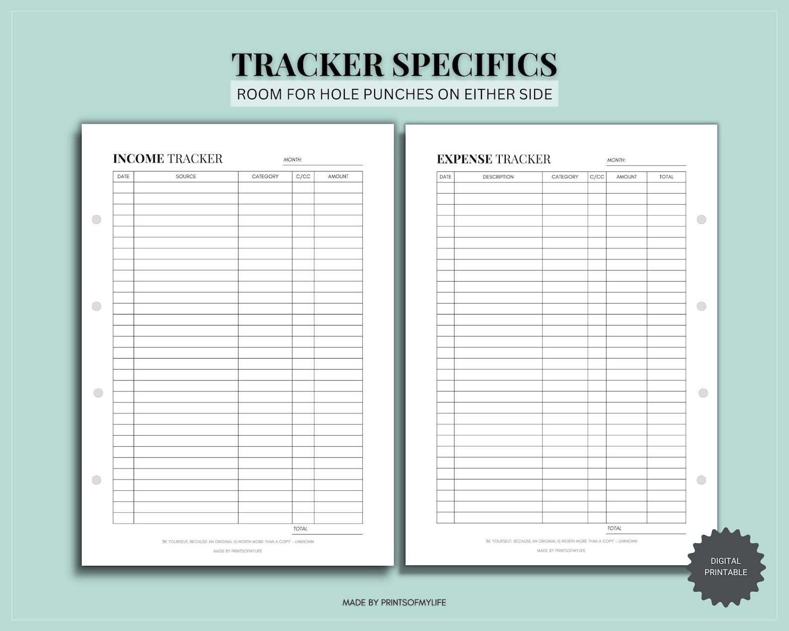 Income and Expense Tracker Printable Financial Planner Monthly Budget ...