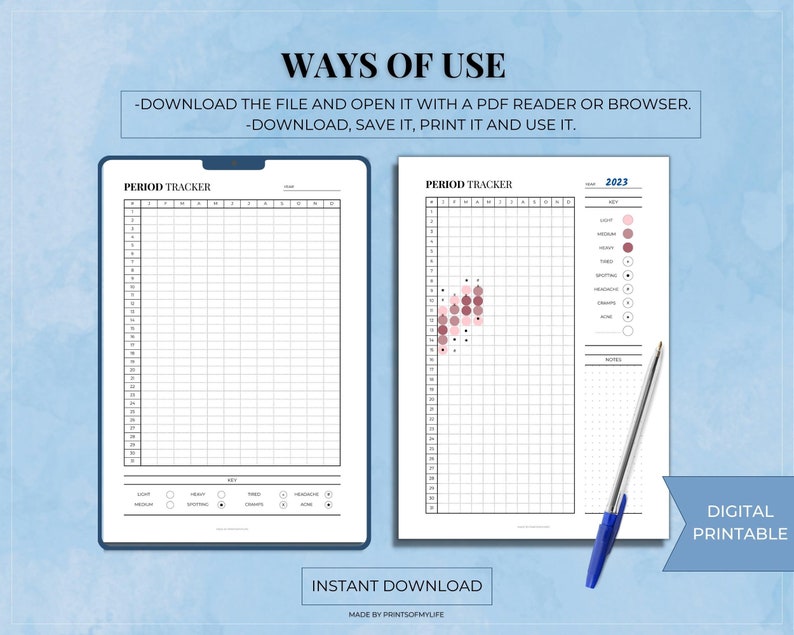 Period Tracker Printable Menstrual Cycle Length Journal Fertility ...
