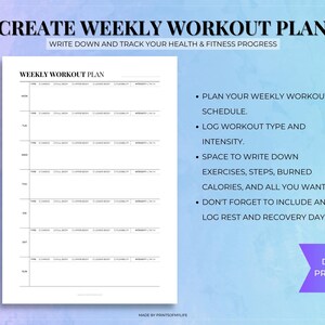 Printable Weekly Workout Planner: Organize and Optimize Your Fitness ...