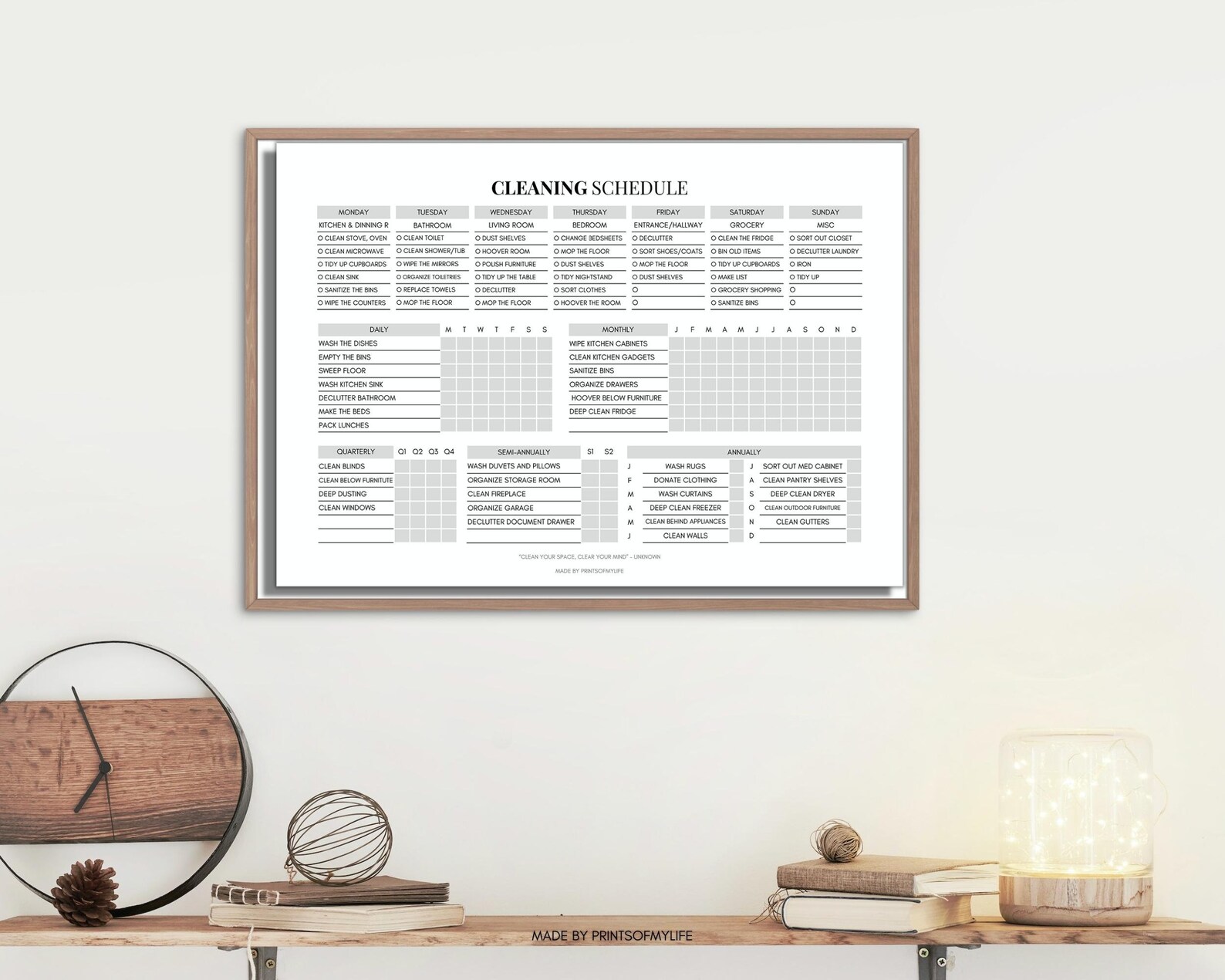 Household Cleaning Schedule Template Clean Task List Digital Cleaning ...