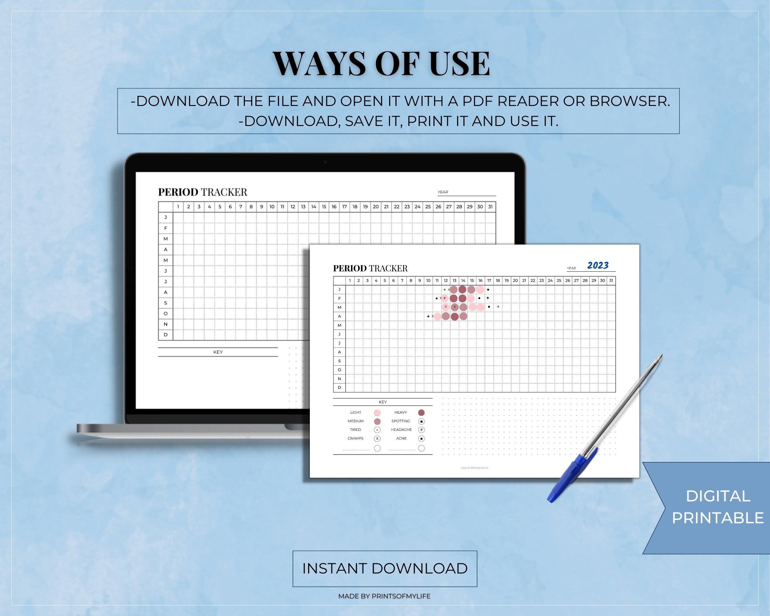 Period Tracker Printable Menstrual Cycle Length Journal Fertility ...