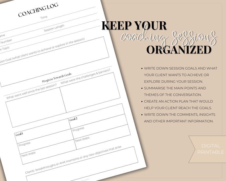 Coaching Planner Printable Digital Life Coach Journal Pages Wellness ...