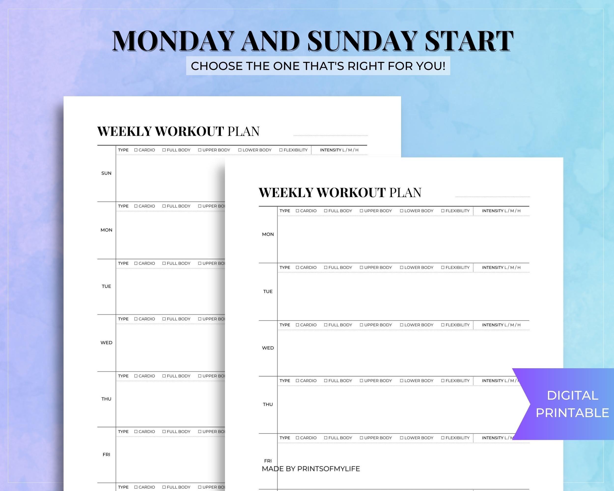 Printable Weekly Workout Planner: Organize and Optimize Your Fitness ...