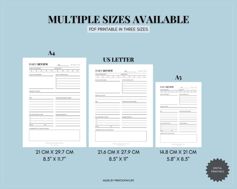 Daily Journal Template Reflection Diary Printable Gratitude Journal ...