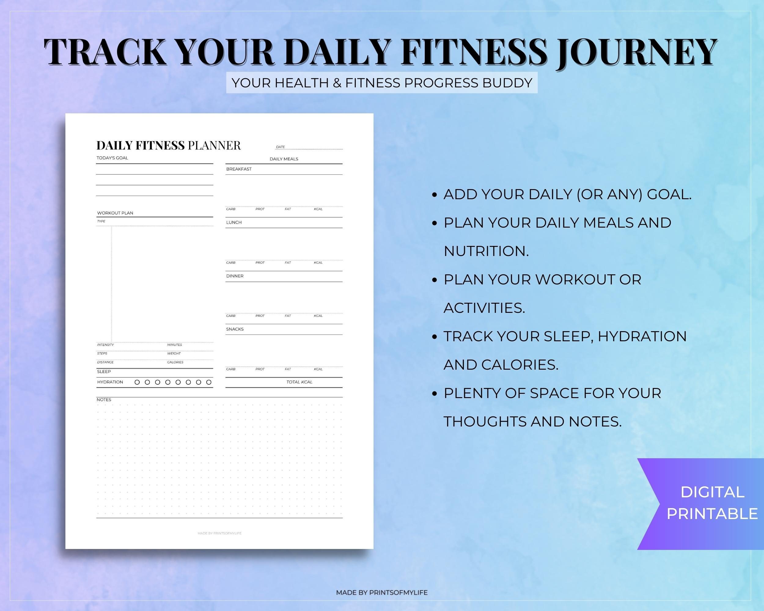 Daily Workout and Fitness Planner Workout Planner Fitness Journal ...