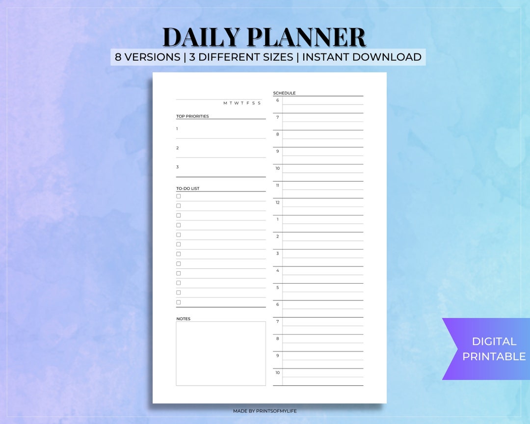 Summer Daily Planner Printable Template Undated Daily Printable Inserts ...