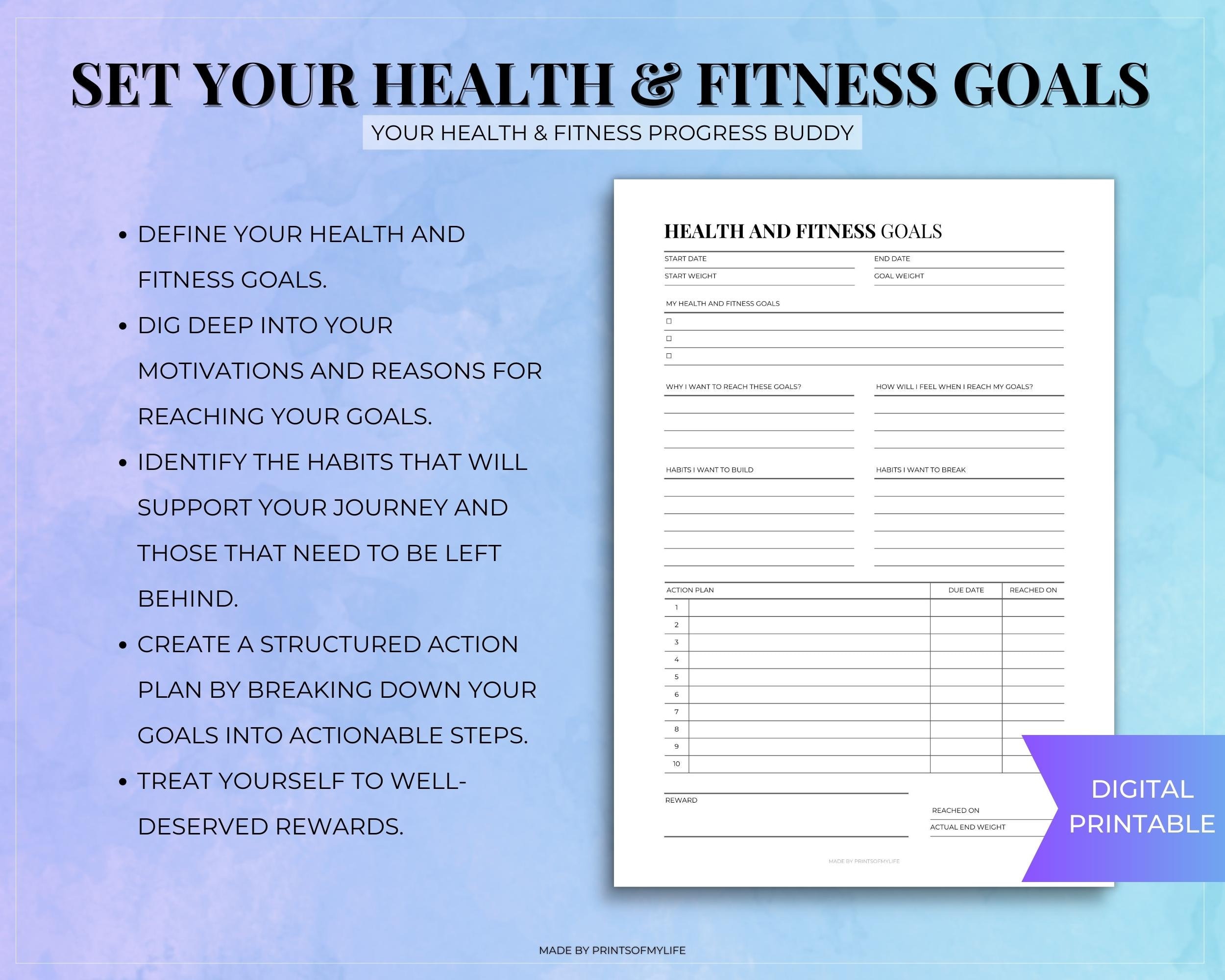 Fitness Goal Planner and Measurement Tracker Bundle Fitness Journey ...