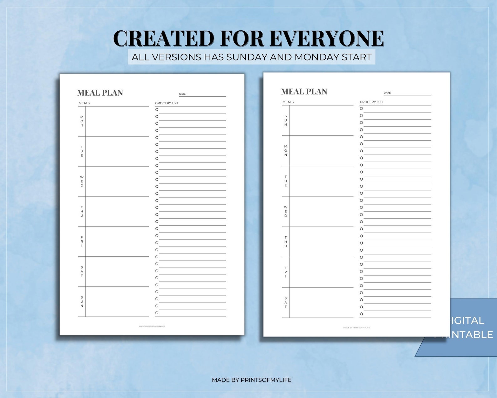 Meal Planner Notepad Weekly Menu Organizer Grocery List Printable Food ...