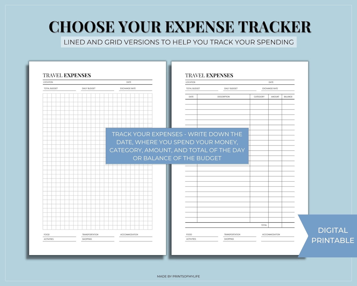 Vacation Budget Planner Family Expense Tracker Travel Spending ...