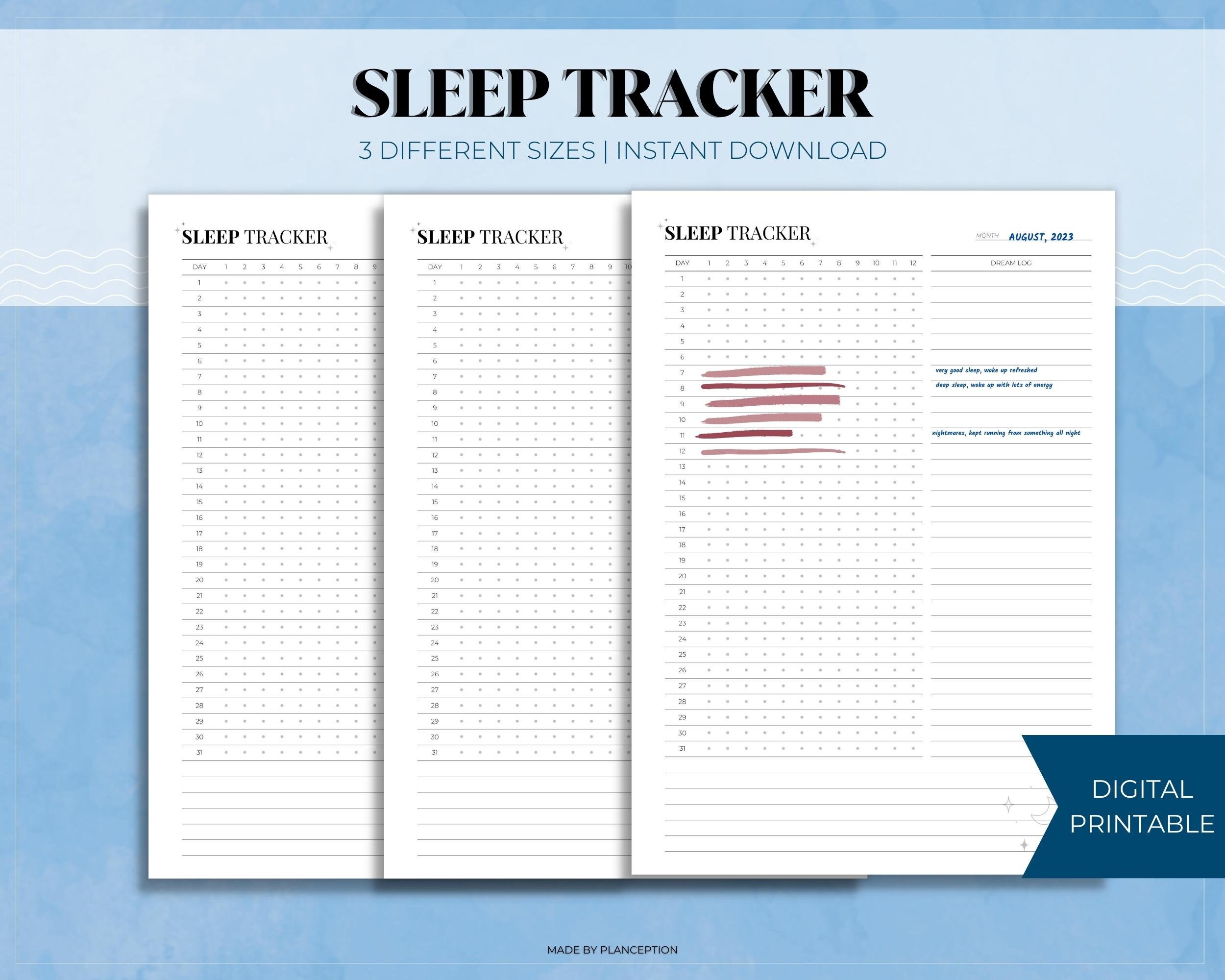 Sleep Tracker Printable Monthly Sleep Log Sleep Tracking Sleep Journal ...