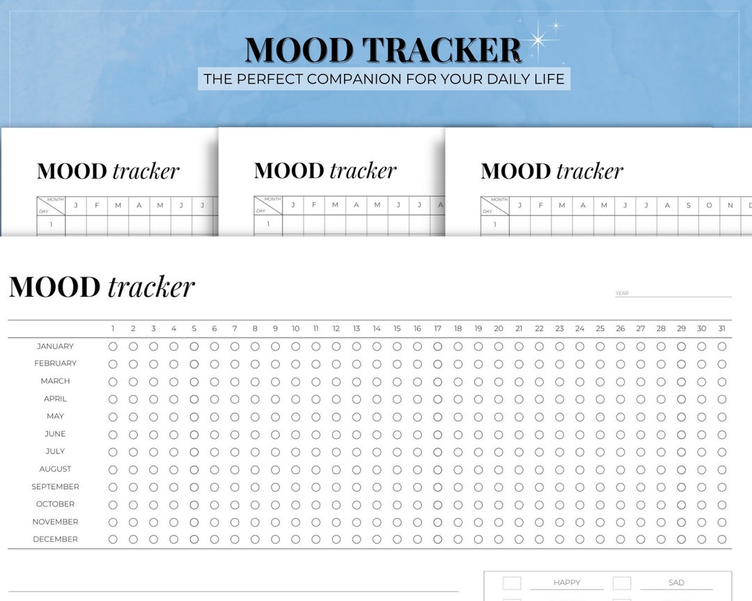 Monthly Mood Tracker Self-care Journal Mental Health Planner Mood Tracker Printable Template ...