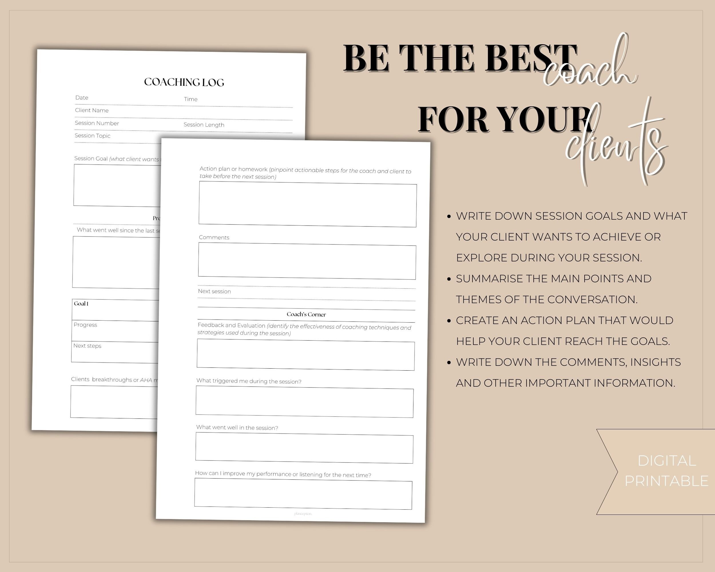 Coaching Planner Printable Digital Life Coach Journal Pages Wellness ...