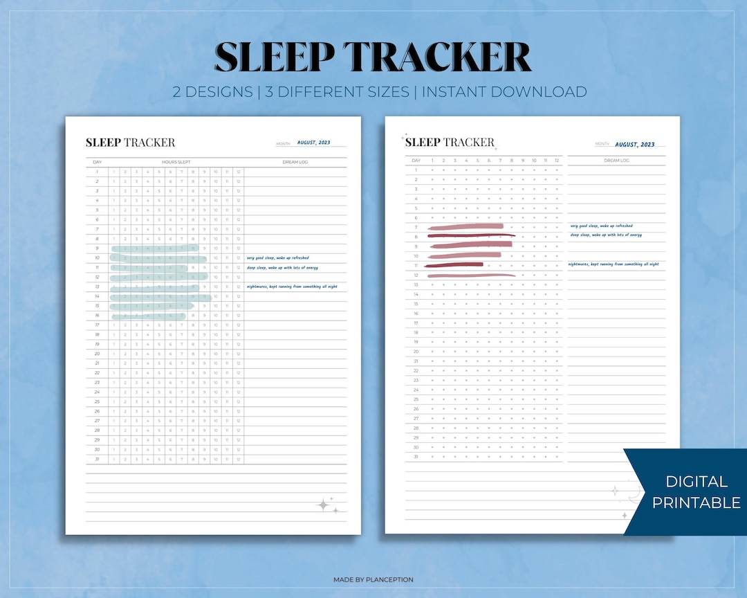 Daily Sleep Tracker Printable Night Sleep Log Sleep Quality Journal ...